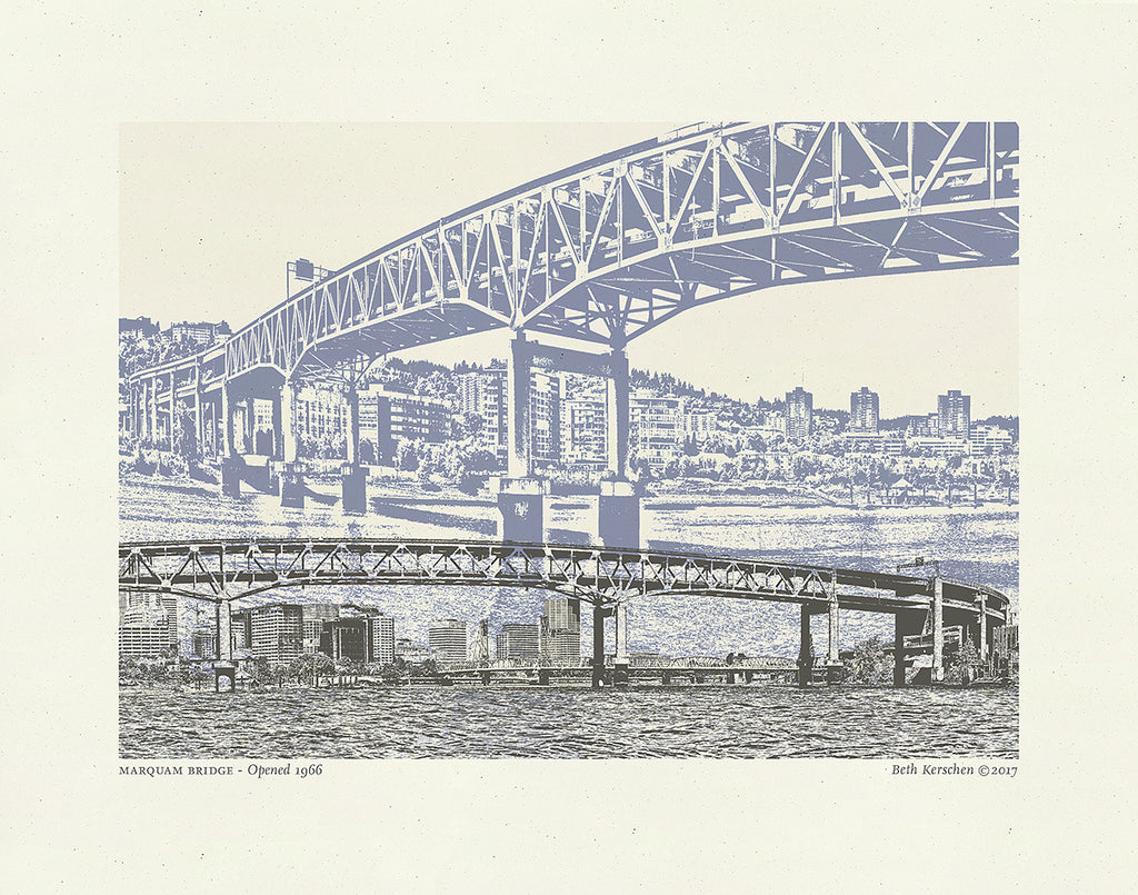 Portland Oregon Bridges -- Color Bridge Art Prints -- 8.5x11 & 11x14 ...
