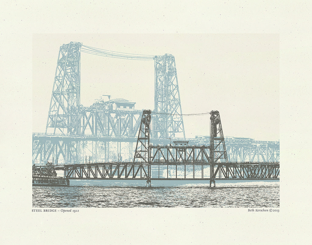 Portland Oregon Bridges -- Color Bridge Art Prints -- 8.5x11 & 11x14 ...